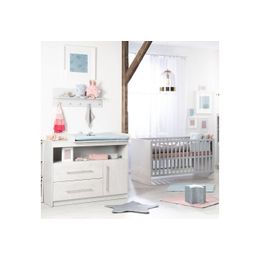 Roba® Babymöbel-Set Maren 2, (Spar-Set, 2-St., Kinderbett, Wickelkommode), mit Kinderbett und Wickelkommode, grau|weiß