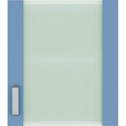 Wiho-Küchen wiho Küchen Glashängeschrank Husum Front mit Glaseinsatz, blau|weiß
