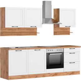 Kochstation Küche KS-Lana, 240 cm breit, wahlweise mit oder ohne E-Geräte, weiß