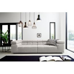 Inosign Big-Sofa Ancona B/T/H: 290/110/70 cm, auffällige Steppung, inkl. 2 Zierkissen und verstellbaren Kopfstützen, beige