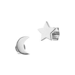 CAI CAÏ Paar Ohrstecker 925 Sterling Silber rhodiniert Mond Stern, weiß