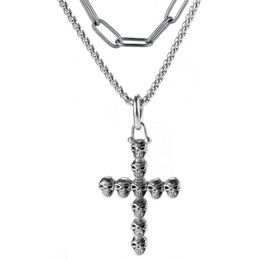 Firetti Kette mit Anhänger Schmuck Geschenk, Skull Cross (Set, 1-tlg), schwarz|silberfarben