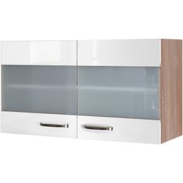 Flex-Well Glashängeschrank Florenz (B x H x T) 100 x 54,8 x 32 cm, mit Stollenglastüren, weiß