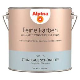 Alpina Wand- und Deckenfarbe Feine Farben No. 16 Steinblaue Schönheit ®, Elegantes Blaugrau, edelmatt, 2,5 Liter, blau|grau