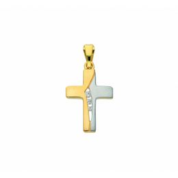 Adelia´s Adelia´s Kette ohne Anhänger 585 Gold Kreuz Anhänger mit Zirkonia, Schmuckset - Set mit Halskette, goldfarben