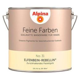 Alpina Wand- und Deckenfarbe Feine Farben No. 31 Elfenbein-Rebellin®, Zurückhaltendes Pastellgelb, edelmatt, 2,5 Liter, gelb