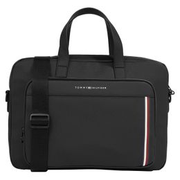 Tommy Hilfiger Messenger Bag TH PIQUE PU SLIM COMPUTER BAG, mit charakteristischem Streifendetail, schwarz