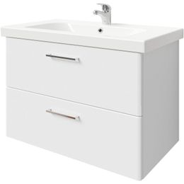 Saphir Badmöbel-Set Quickset 316 Waschplatz, Keramikwaschtisch mit Unterschrank, (2-St), 82 cm breit, 1 Klappe, 1 Auszug, Waschtisch Set mit Waschbecken, weiß