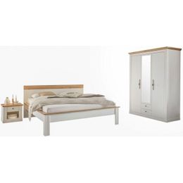 Home Affaire Schlafzimmer-Set Westminster, beinhaltet 1 Bett, Kleiderschrank 3-türig und 2 Nachtkommoden, weiß
