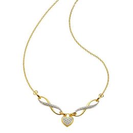 Firetti Collier Schmuck Geschenk Halsschmuck Halskette Ankerkette Infinity+Schleife, mit Diamant, gelb|goldfarben|silberfarben