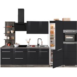 Kochstation Küchenzeile KS-Brindisi, ohne Geräte, Breite 330 cm, schwarz