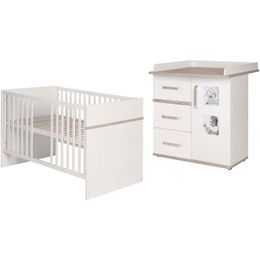 Roba® Babymöbel-Set Moritz, (Spar-Set, 2-St., Kinderbett, Wickelkommode), mit Kinderbett und schmaler Wickelkommode; Made in Europe, weiß