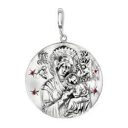 Firetti Kettenanhänger Schmuck Geschenk Silber 925 Halsschmuck Anhänger Madonna, mit Stein (synth), grau|rot|silberfarben