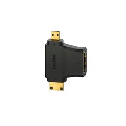 Hama HDMI™-Adapter Typ-A-Kupplung-Typ C Mini-/D Micro-Stecker vergoldet HDMI-Adapter, schwarz