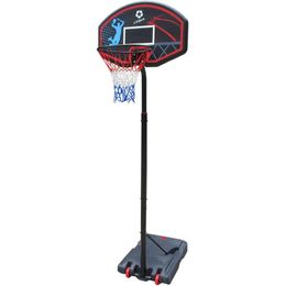 L.A. Sports Basketballkorb (Set, 3-St., Komplett-Set mit Basketballkorb, Netz und Ständer), mit Transportrollen, stabile pulverbeschichtete Metallrohre, rot|schwarz