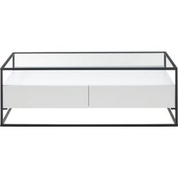MCA furniture Couchtisch Evora, mit Glas und 2 Schubladen mit Push to open, weiß