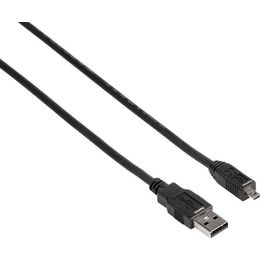 Hama USB-2.0-Anschlusskabel, A-Stecker - Mini-B-St. (B8 Pin) 1,8 m, Schwarz USB-Kabel, USB 2.0 Mini-B, USB Typ A, schwarz