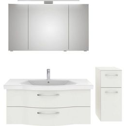 Saphir Badmöbel-Set 6005 Sprint 3-teilig, Keramik-Waschtisch mit LED-Spiegelschrank, (4-St), Unterschrank, inkl. Türdämpfer, 4 Türen, 3 Schubladen, Bad-Set, weiß