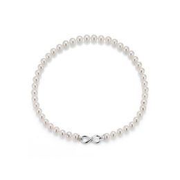 ADRIANA Perlenkette Bellagio - Infinity/Unendlichkeitsschleife, B4-S, B4-W-7, Made in Germany - mit Süßwasser- oder Tahitizuchtperle, silberfarben|weiß