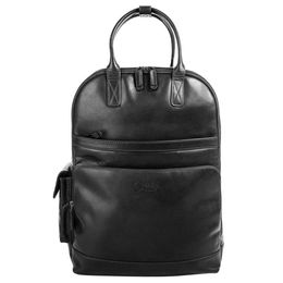 XZONE X-Zone Laptoprucksack, echt Leder, schwarz