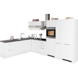 Kochstation Küche KS-Luhe, Stellbreite 240x330 cm, wahlweise mit oder ohne E-Geräten, MDF-Fronten, weiß