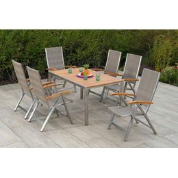 Merxx Garten-Essgruppe San Severo, (7-tlg), beige|grau|silberfarben