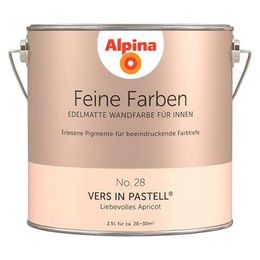 Alpina Wand- und Deckenfarbe Feine Farben No. 28 Vers in Pastell®, Liebevolles Apricot, edelmatt, 2,5 Liter, orange