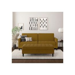 Dorel Home 3-Sitzer Presley, Sofa mit Bett-Funktion und verstellbarer Rückenlehne, gelb