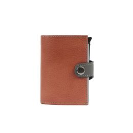 MARGELISCH Mini Geldbörse noonyu double leather, RFID Kreditkartenbörse aus Upcycling Leder, orange