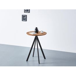 Andas Esstisch Horsnab, Tischplatte aus massiver Eiche, FSC®- Massivholz, Gestell aus Metall, beige