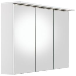 Schildmeyer Spiegelschrank Profil 16 Breite 120 cm, 3-türig, 2x LED-Beleuchtung, Schalter-/Steckdosenbox, weiß