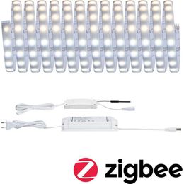 Paulmann LED-Streifen MaxLED 500 Basisset Smart Home Zigbee, 1-flammig, 5m, Tunable White, beschichtet, silberfarben
