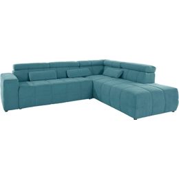 DOMO collection Ecksofa Brandon L-Form, auch in Leder, inklusive Kopfteilverstellung, wahlweise mit Sitztiefenverstellung, grün