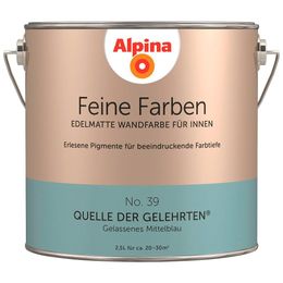 Alpina Wand- und Deckenfarbe Feine Farben No. 39 Quelle der Gelehrten, Gelassenes Mittelblau, edelmatt, 2,5 Liter, blau