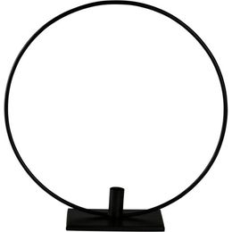 AM Design Kerzenhalter Kerzenständer Ring (1 St), Stabkerzenhalter aus Metall, Höhe ca. 39 cm, schwarz