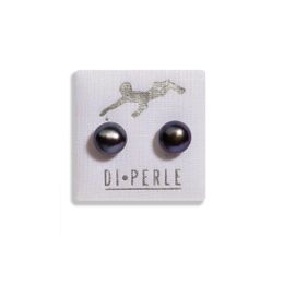 DI PERLE Paar Ohrstecker Damen Perlenschmuck 925 Silber Süsswasser Perlen Ohrstecker, Damen Perlenschmuck, schwarz