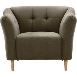 exxpo - sofa fashion Sessel Soraya, mit Holzfüßen, frei im Raum stellbar, braun