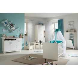 Roba® Babyzimmer-Komplettset Nordic, weiß, (Set, 3-St., Kinderbett, Wickelkommode, Kleiderschrank), Kinderbett, Wickelkommode und 2-trg. Kleiderschrank; Made in Europe, weiß