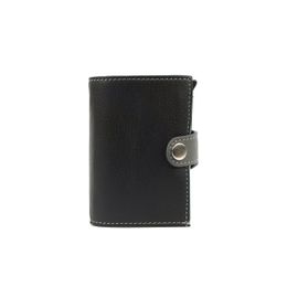 MARGELISCH Mini Geldbörse noonyu double leather, RFID Kreditkartenbörse aus Upcycling Leder, schwarz