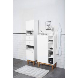 Tom Tailor HOME Hochschrank COLOR BATH mit 2 Türen & 2 Schubladen, mit Push-to-Open,Füße Eiche, Breite 40 cm, weiß