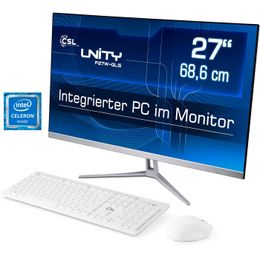 CSL Unity F27-GLS mit Windows 10 Pro All-in-One PC (27 Zoll, Intel® Celeron Celeron® N4120, UHD Graphics, 8 GB RAM, 1000 GB SSD), weiß