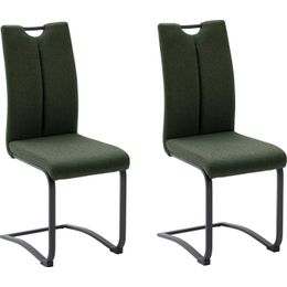 MCA furniture Freischwinger Sambia (Set, 4 St), 4-er Set, Stuhl mit Stoffbezug und Griffloch, belastbar bis 120 kg, grün