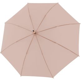Doppler® Stockregenschirm nature Long, gentle rose, aus recyceltem Material mit Schirmgriff aus Holz, rosa