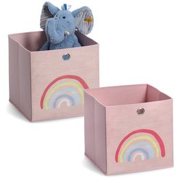 zeller Present Organizer Rosy Rainbow (Set, 2 St), Aufbewahrungsbox, flach klappbar, Vlies, rosa