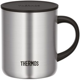 Thermos Tasse Longlife, Edelstahl, doppelwandig, 0,35 Liter, mit Deckel, silberfarben