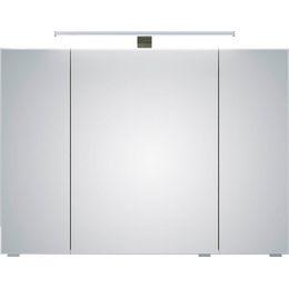 Saphir Spiegelschrank 6005 Sprint Badschrank, 3 Spiegeltüren, 6 Einlegeböden, 98 cm breit inkl. LED-Beleuchtung, Türdämpfer, Schalter-/Steckdosenkombination, braun