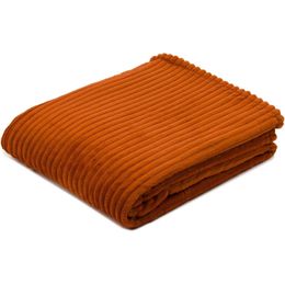 Gözze Wohndecke Feincord Kuscheldecke, Gözze, flauschig weich und wohlig warm, orange