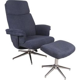 Duo Collection TV-Sessel Sudbury, mit Hocker und Relaxfunktion, 360 Grad drehbar, blau