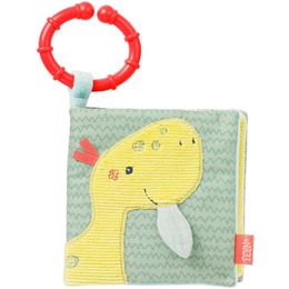 babyFEHN Fehn Greifspielzeug Happy Dino, Stoffbuch, mit Befestigungsring, bunt