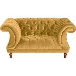 Max Winzer® Loveseat Isabelle, Knopfheftung & gedrechselten Füßen in Buche Nussbaum, Breite 167 cm, gelb